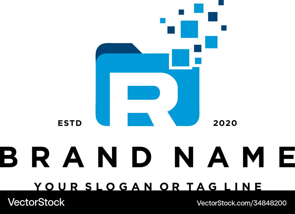 Letter r file folder logo design Royalty Free Vector Image