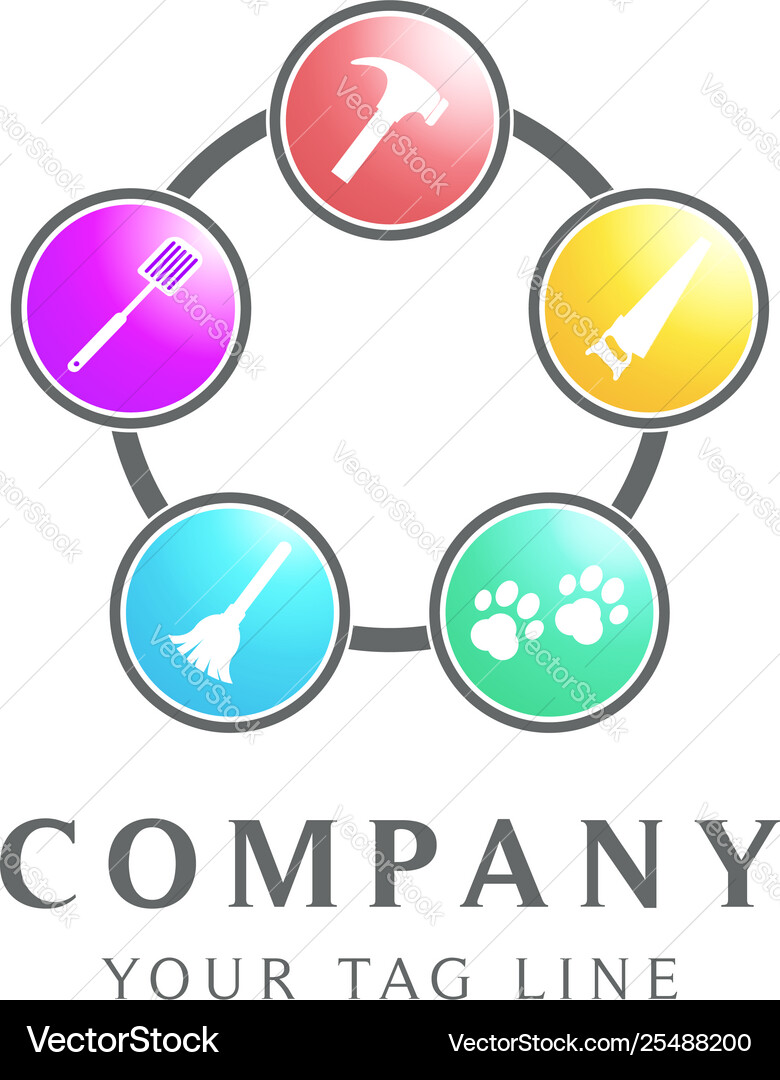 Logo with five different symbol icons Royalty Free Vector