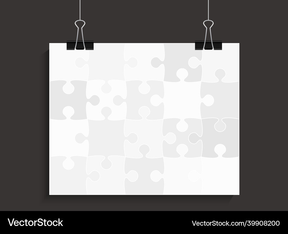 Poster template made grey pieces puzzle jigsaw Vector Image