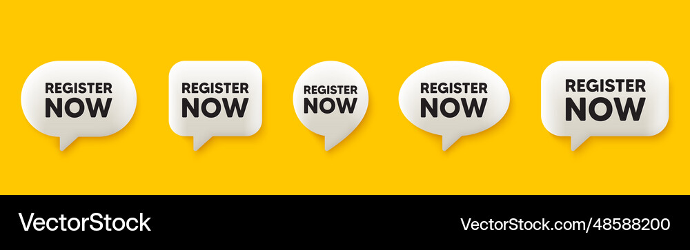 Register now tag free registration offer 3d Vector Image