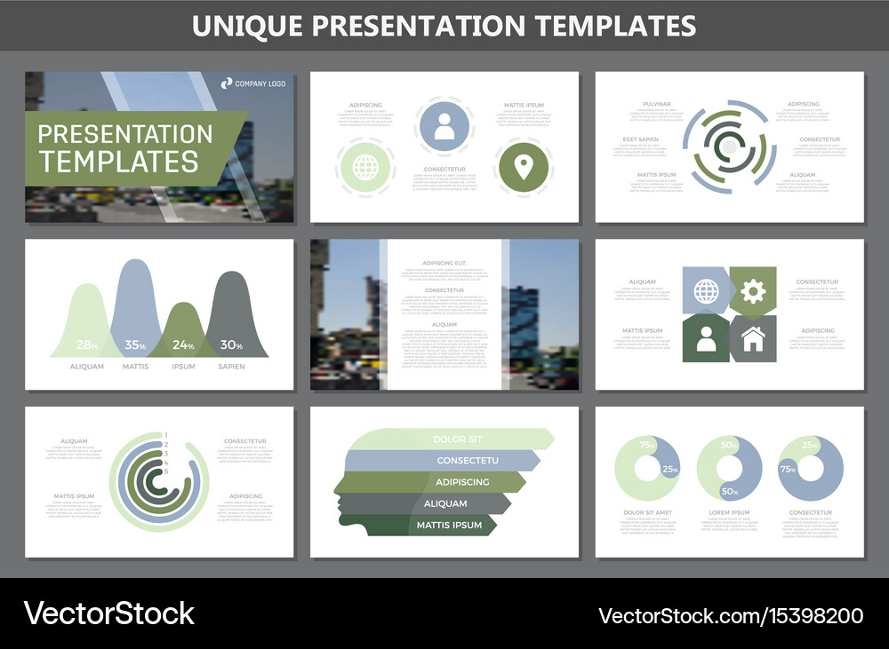 Set of green and blue elements for multipurpose Vector Image
