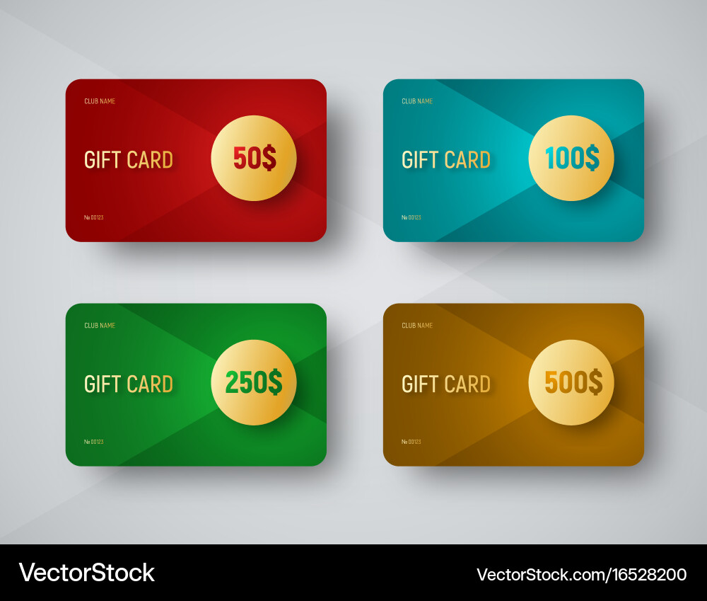 Templates gift cards with a gold circle Royalty Free Vector