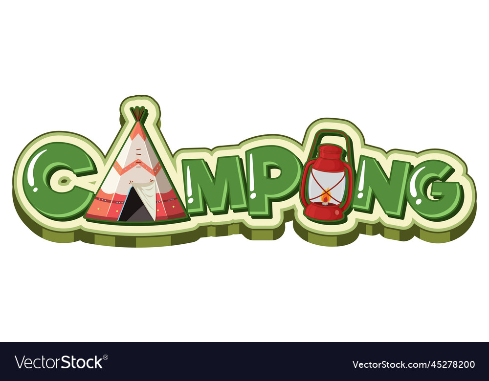 Text design for word camping Royalty Free Vector Image