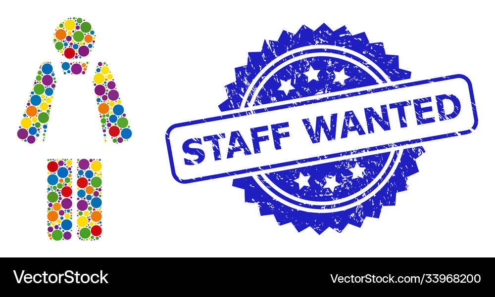 Textured staff wanted seal and bright colored Vector Image