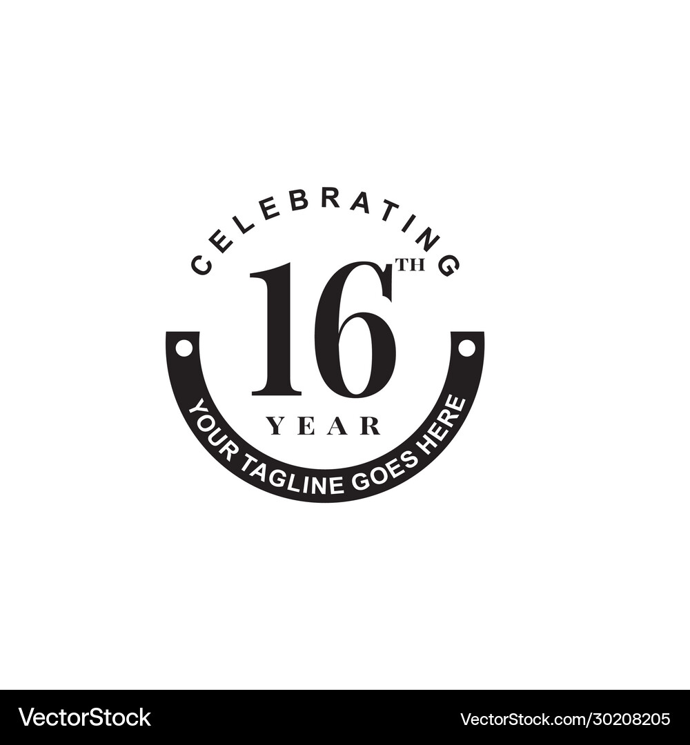 16th year celebrating anniversary emblem logo Vector Image
