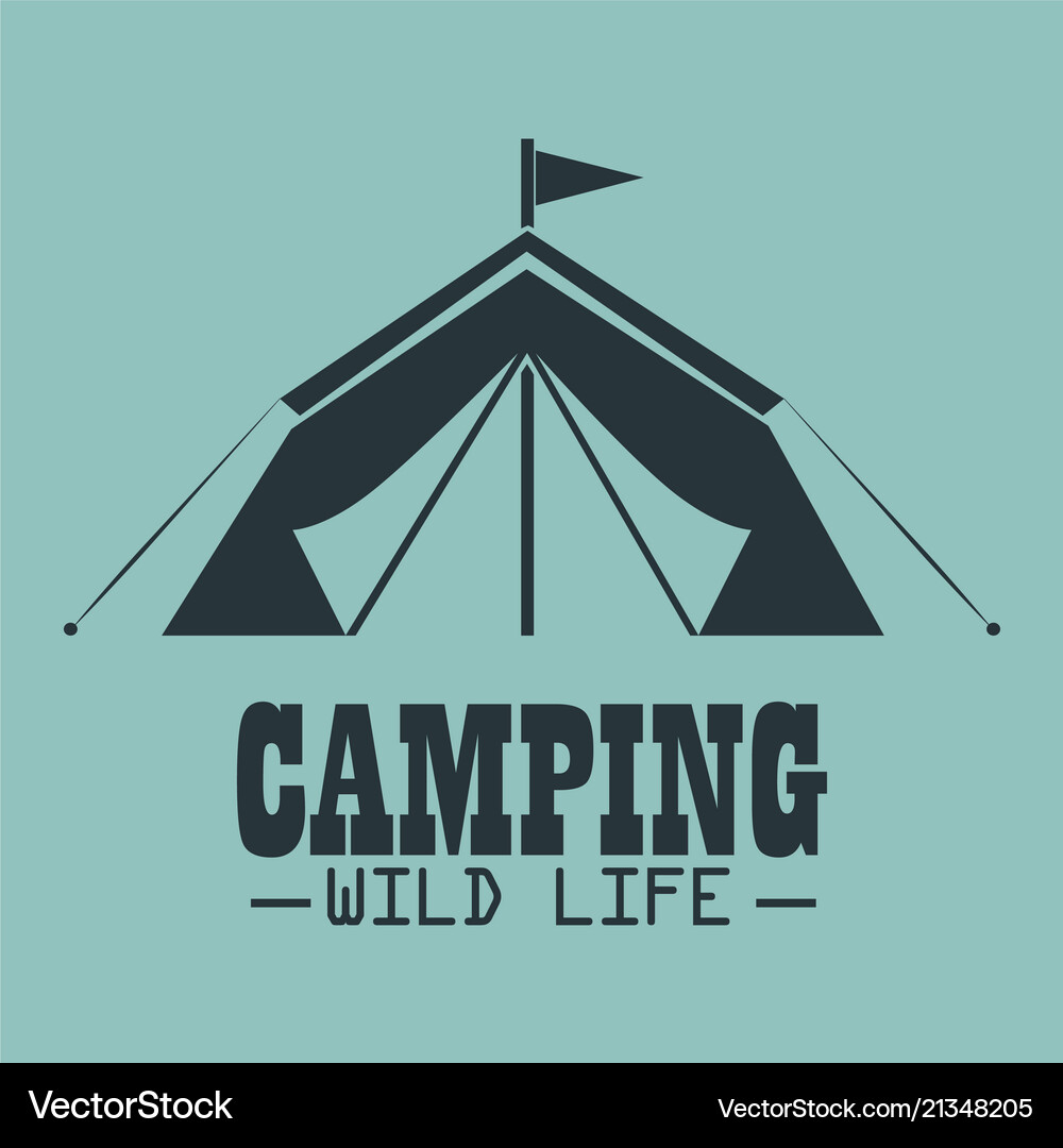 Camping wild life with tent Royalty Free Vector Image
