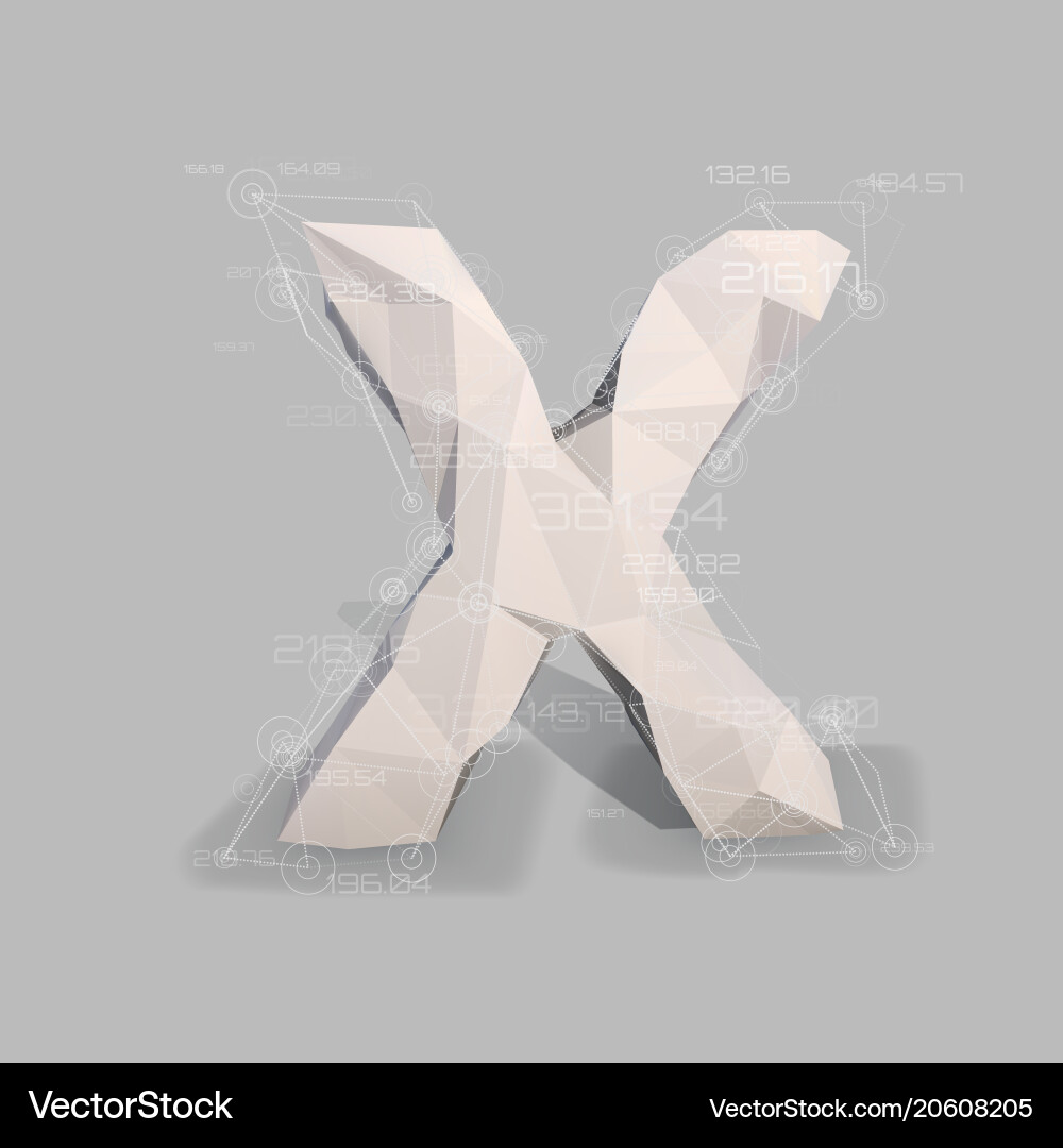 Capital latin letter x in low poly style Vector Image