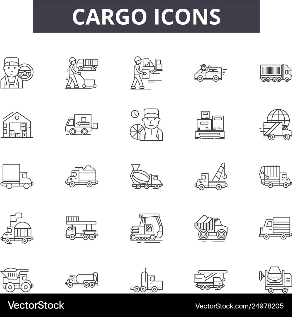 Cargo line icons signs set outline Royalty Free Vector Image