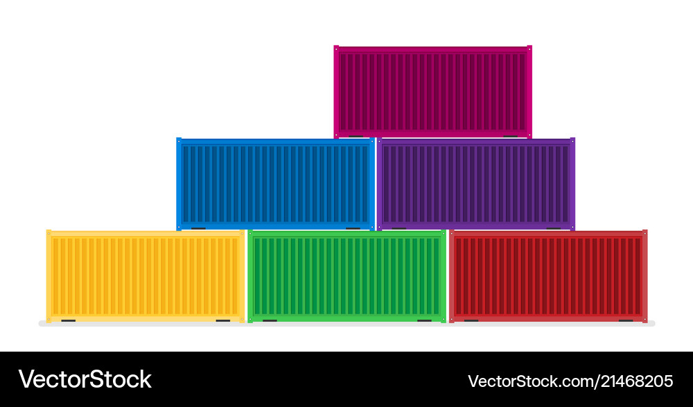 Colorful cargo shipping containers in flat style Vector Image