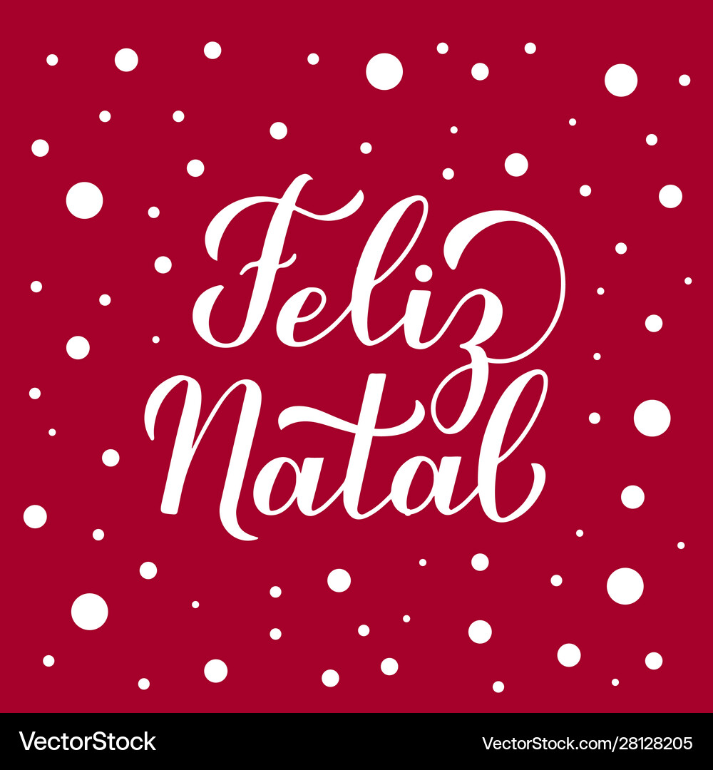 Feliz natal calligraphy hand lettering on red Vector Image