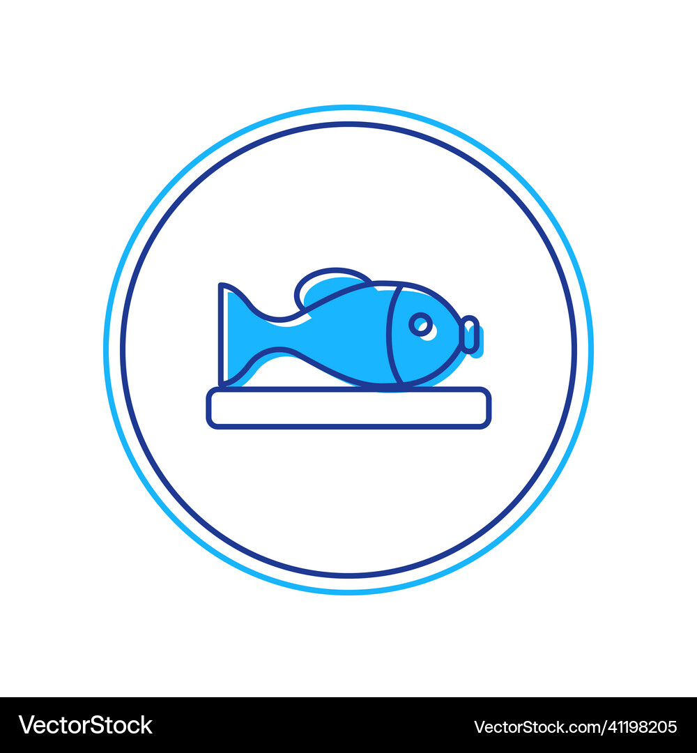 Filled outline served fish on a plate icon Vector Image