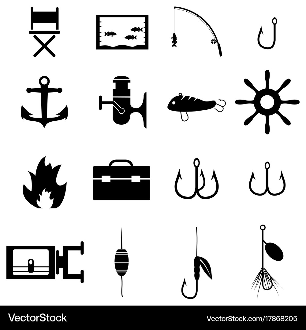 Fishing icon set Royalty Free Vector Image - VectorStock