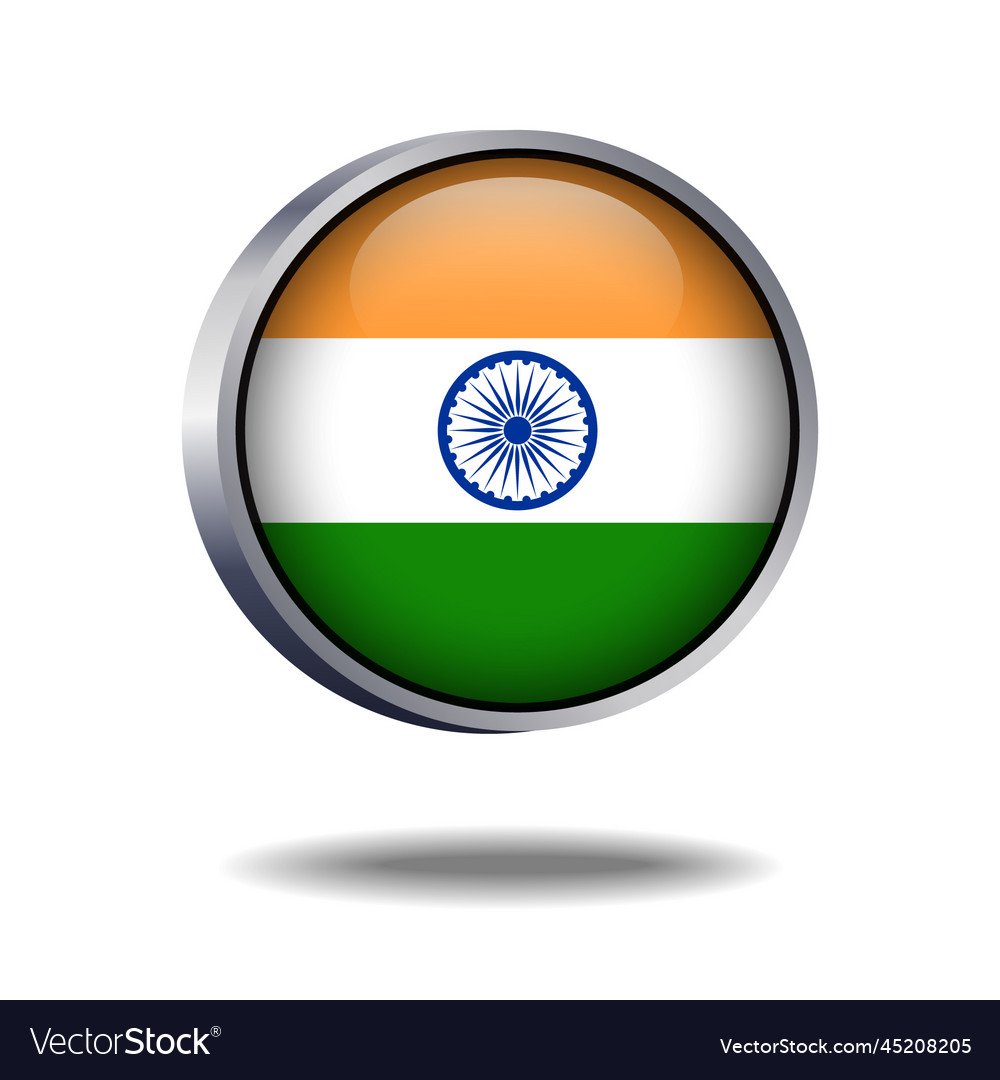 India flag button Royalty Free Vector Image - VectorStock