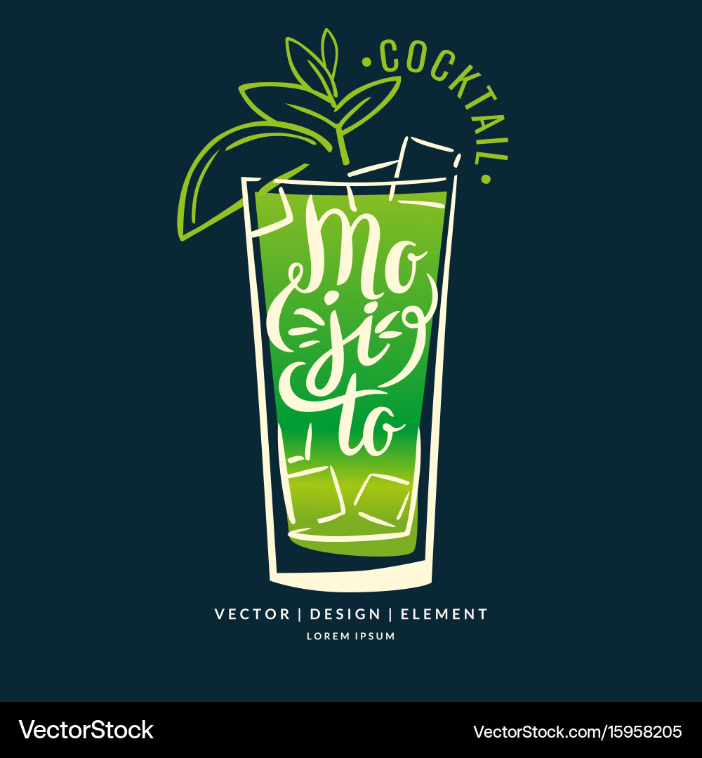 Modern hand drawn lettering label for cocktail Vector Image