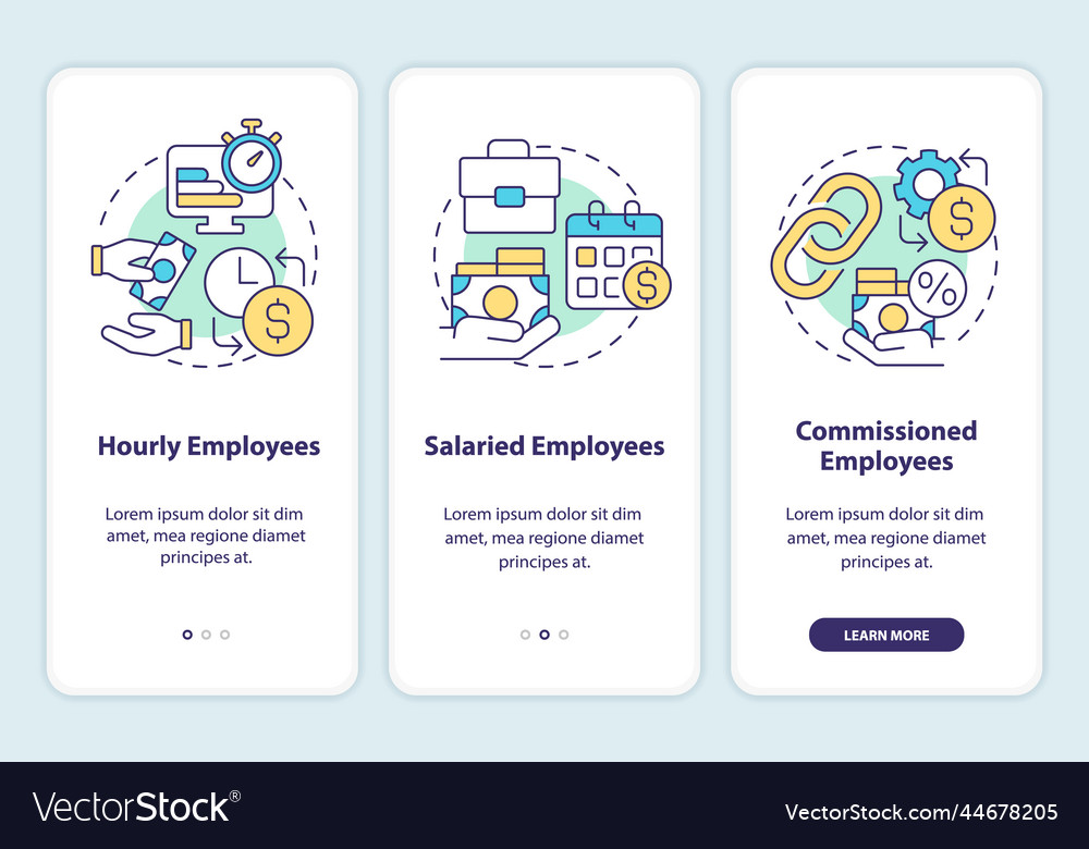 Payroll Processing Methods Onboarding Mobile App Vector Image