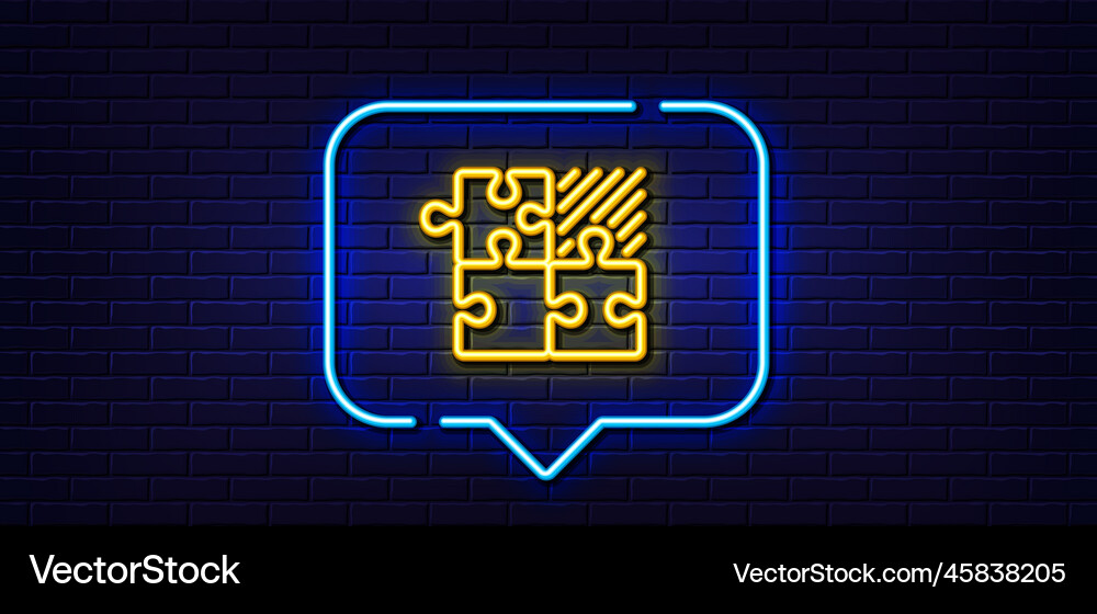 Puzzle game line icon decide jigsaw sign neon Vector Image