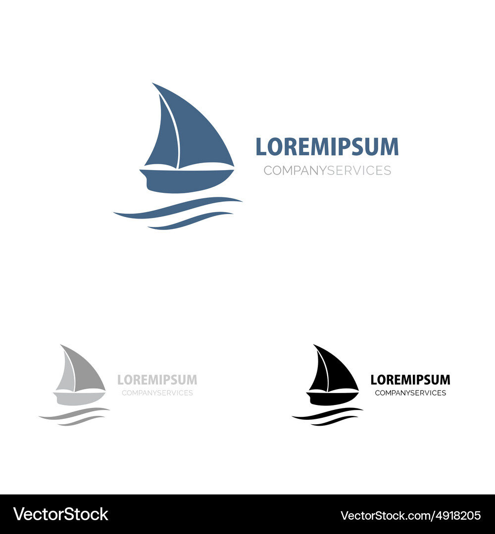 Ship sign small blue boat Branding Identity Vector Image