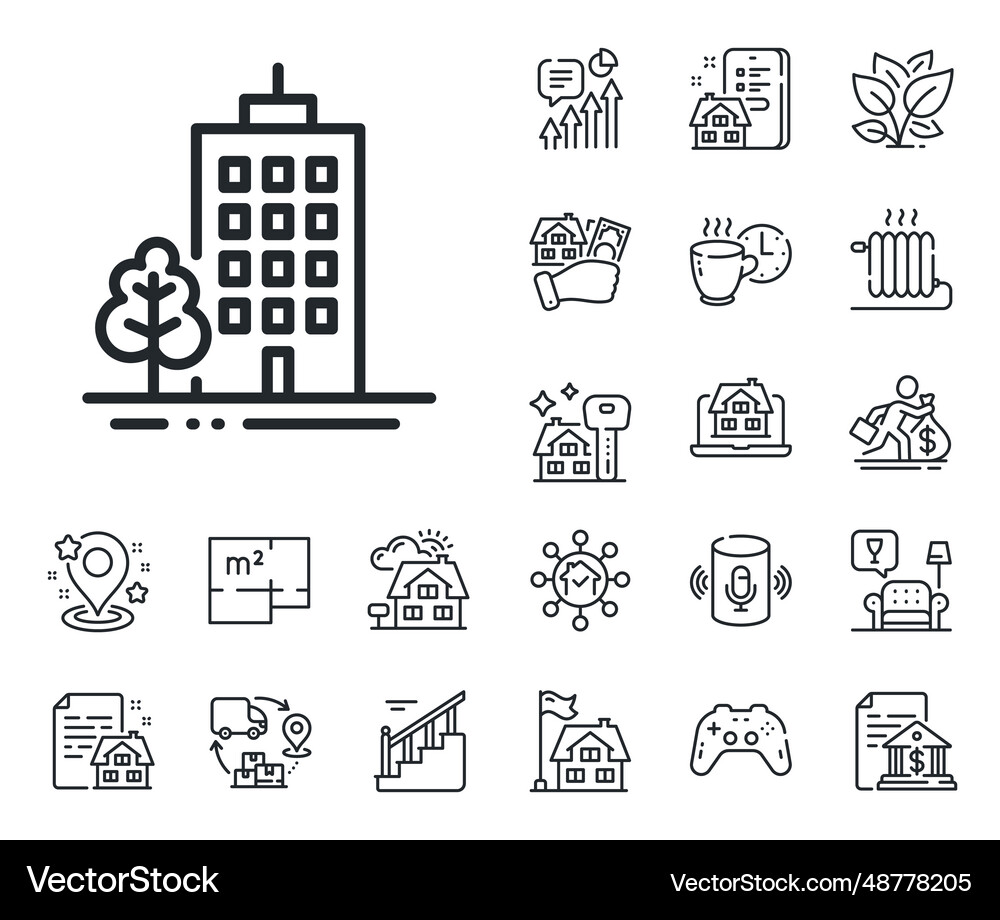 Skyscraper buildings line icon city architecture Vector Image
