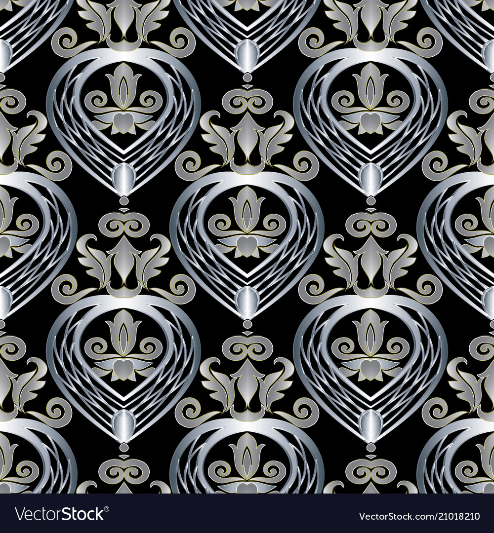 3d baroque seamless pattern abstract modern Vector Image