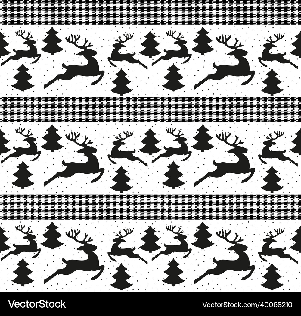 Christmas and new year pattern at buffalo plaid Vector Image