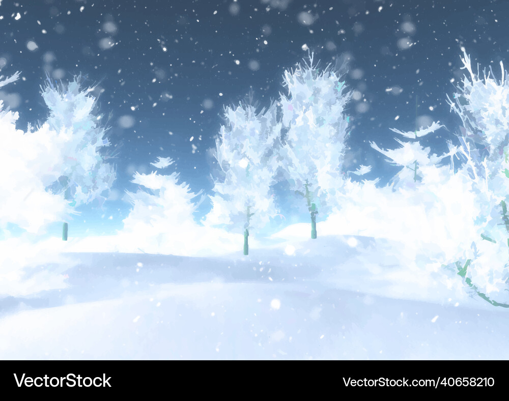 Hand painted winter snowy landscape Royalty Free Vector