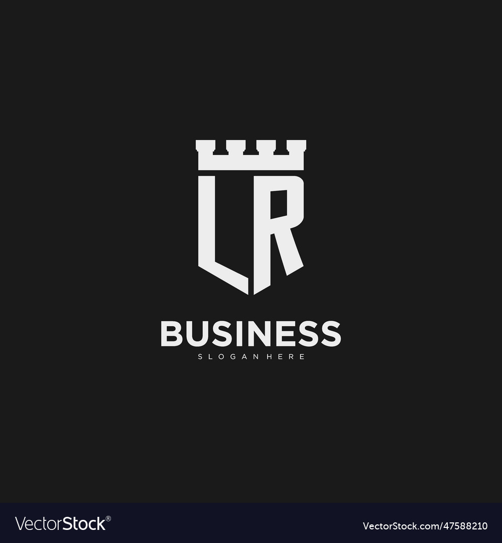 Initials lr logo monogram with shield Royalty Free Vector