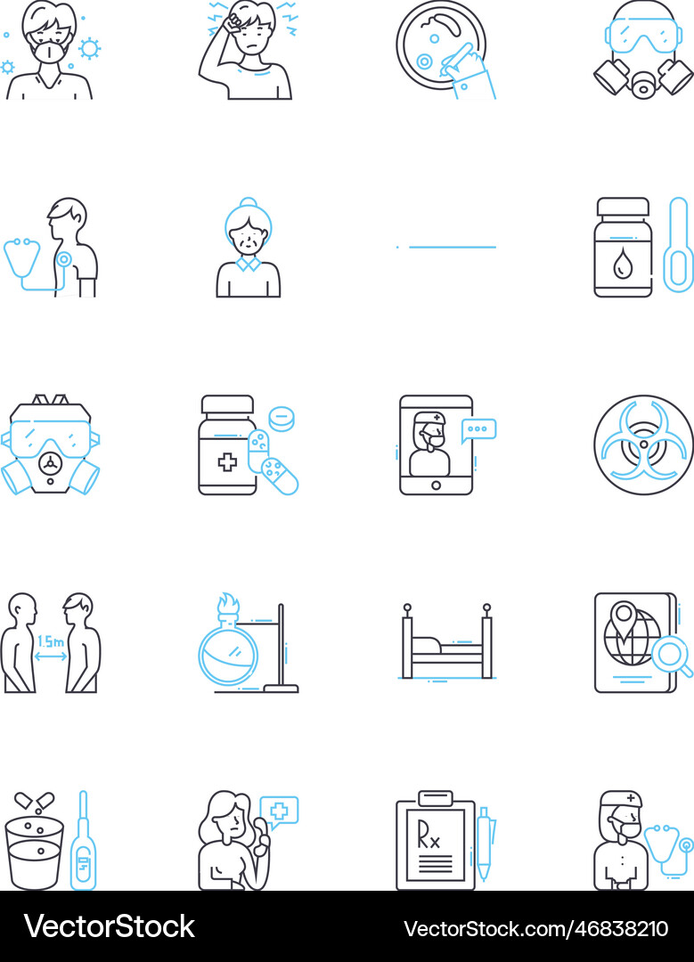 Microbes linear icons set bacteria fungi Vector Image