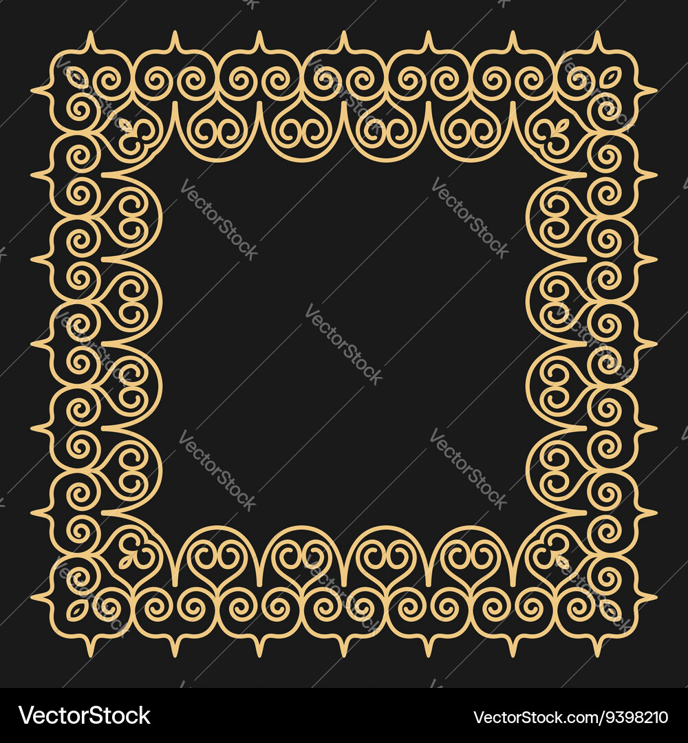 Outline style gold background square ornamental Vector Image
