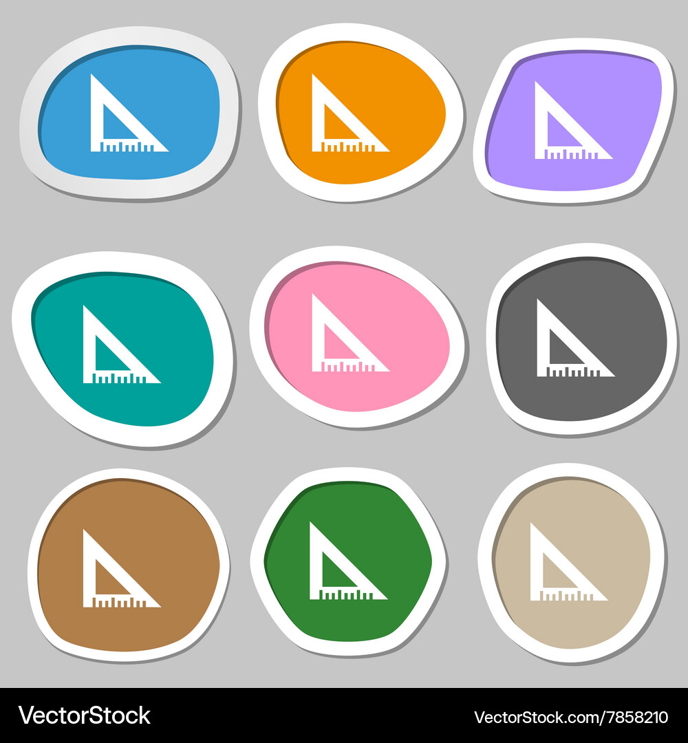 Ruler symbols multicolored paper stickers Vector Image