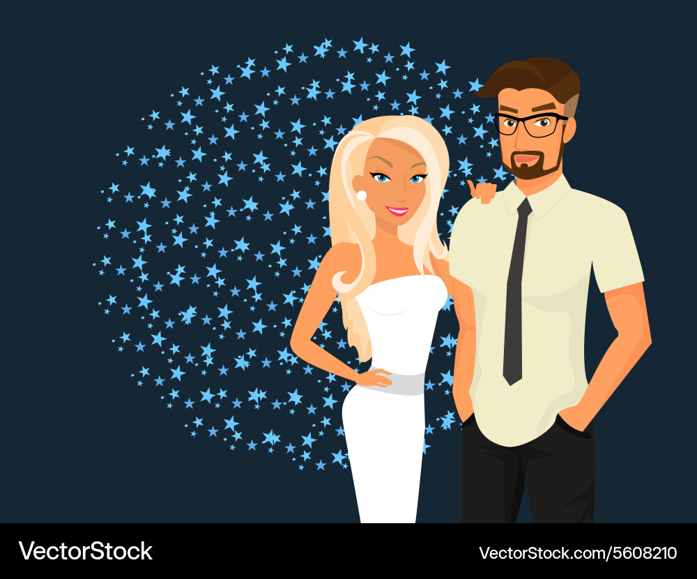 Stylish guy and his pretty girlfriend Royalty Free Vector