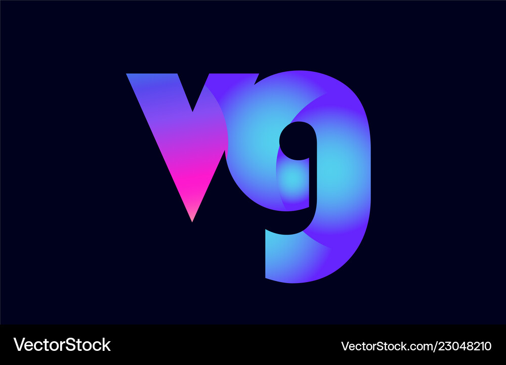 Vg v g spink blue gradient alphabet letter Vector Image