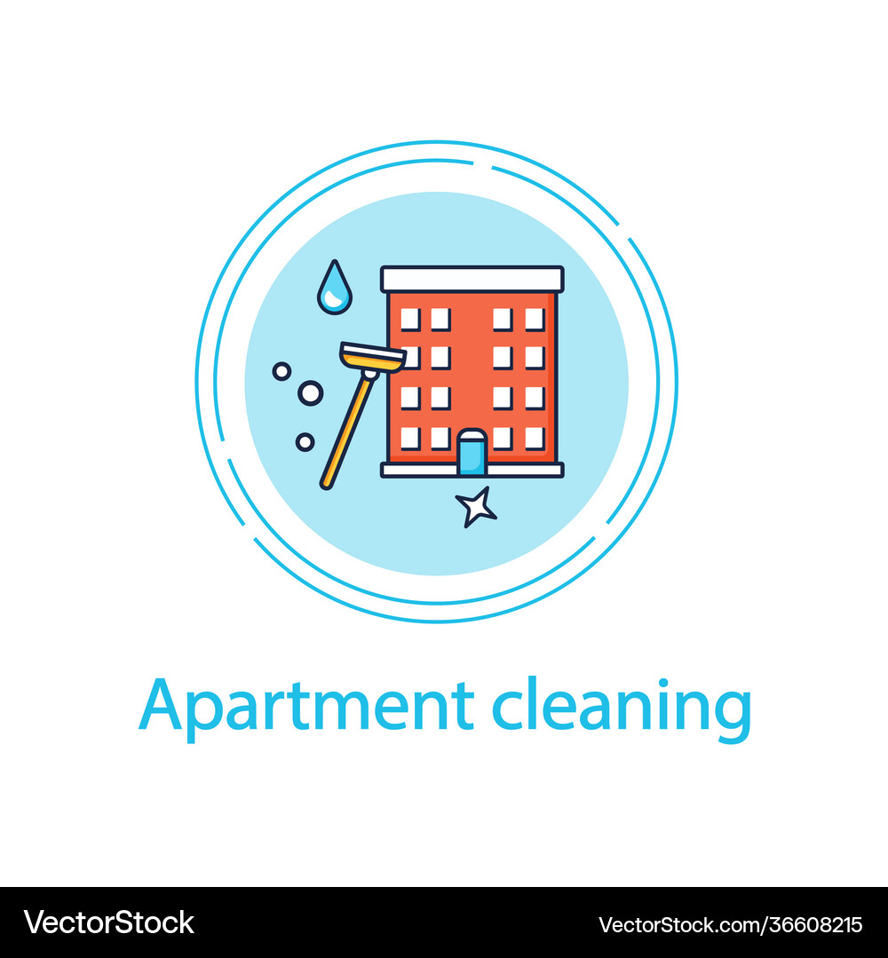 Apartment cleaning concept line icon Royalty Free Vector