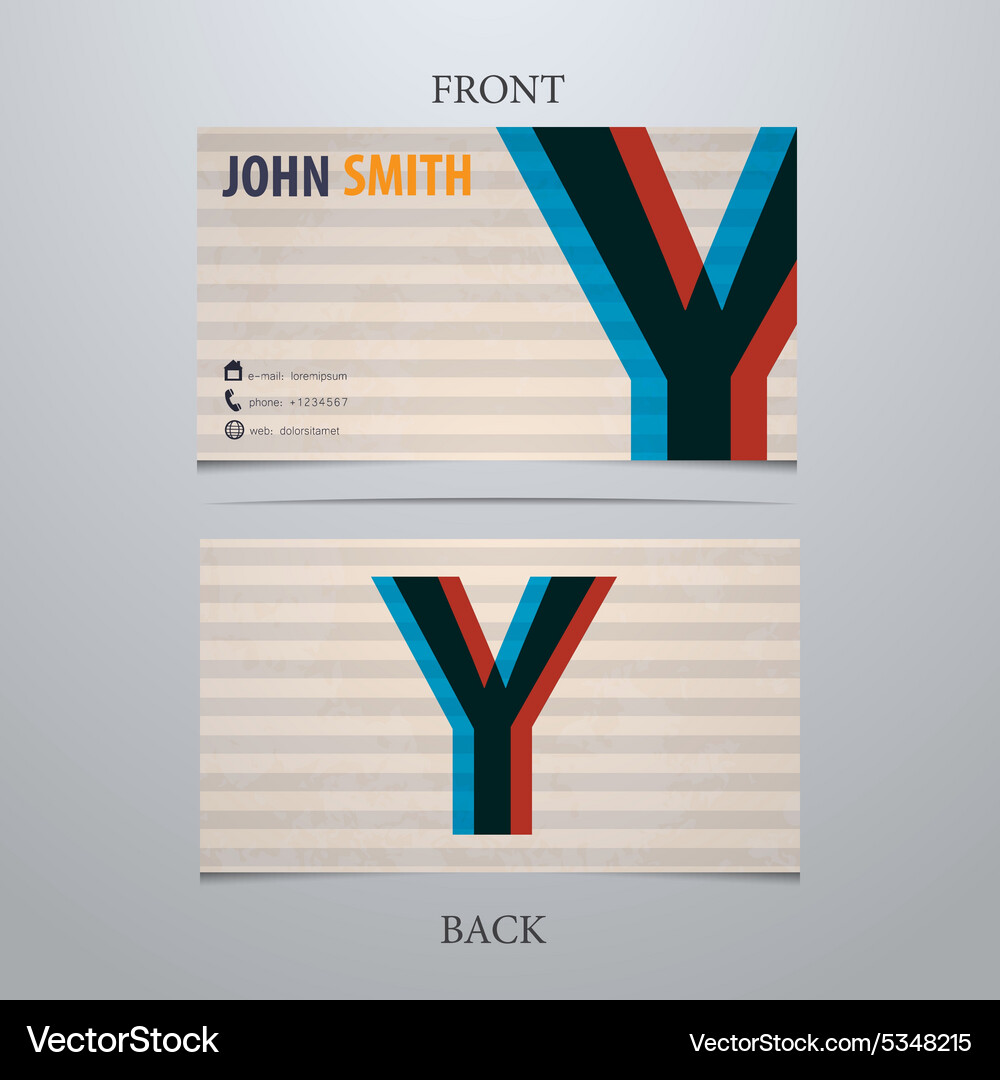 Business card template letter y Royalty Free Vector Image