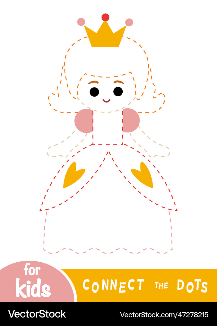 Connect the dots education game princess Vector Image