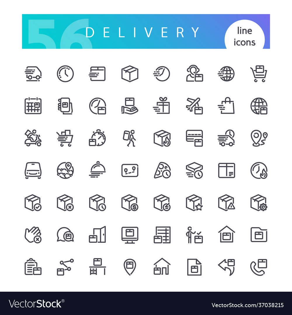 Delivery line icons set Royalty Free Vector Image