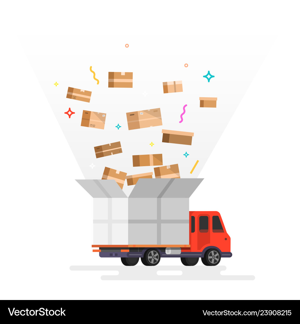 Delivery truck with box Royalty Free Vector Image