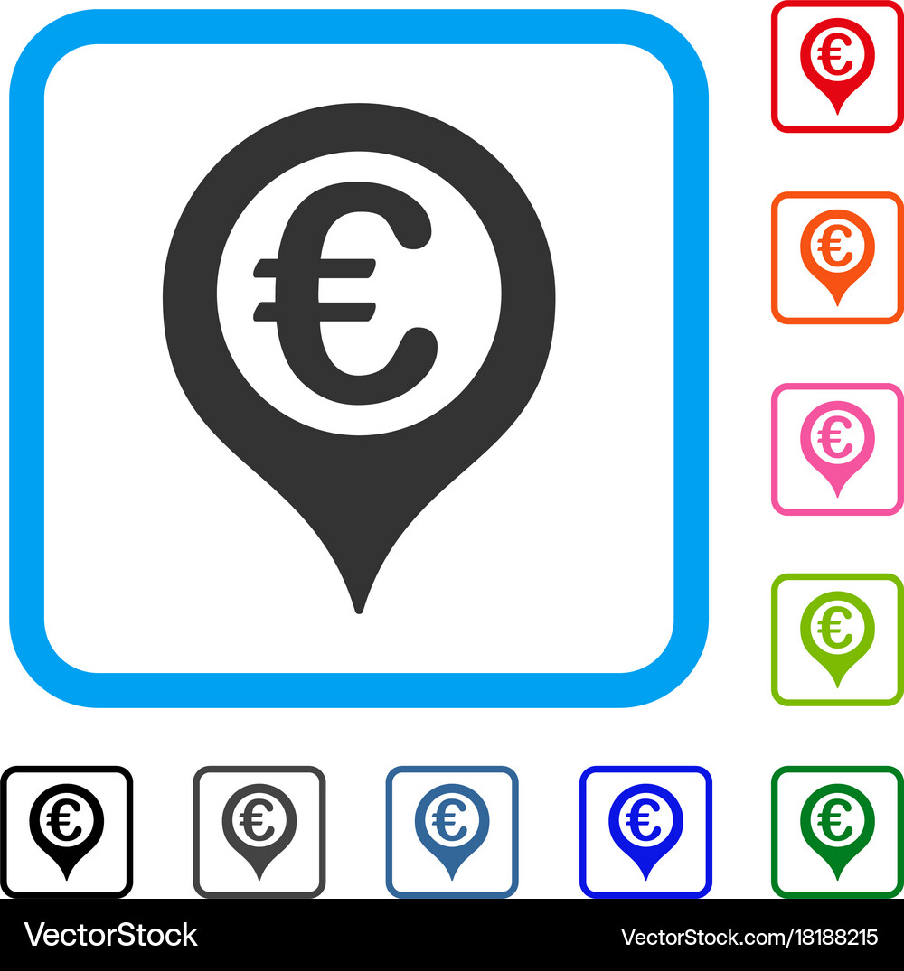 Euro geotargeting framed icon Royalty Free Vector Image