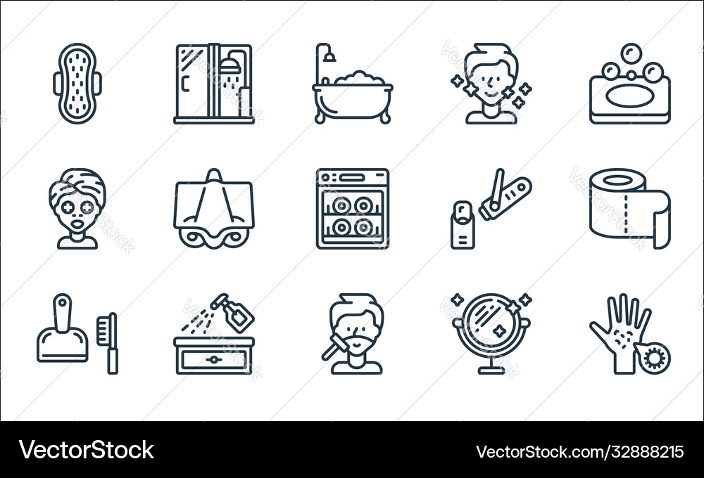 Hygiene line icons linear set quality line set Vector Image