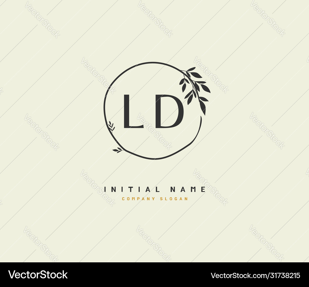 L d ld beauty initial logo handwriting logo Vector Image
