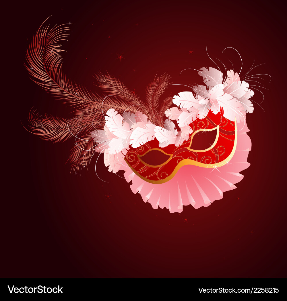 Luxurious red mask with a veil Royalty Free Vector Image