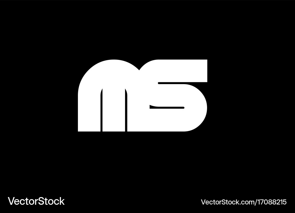 Ms m s black white bold joint letter logo Vector Image