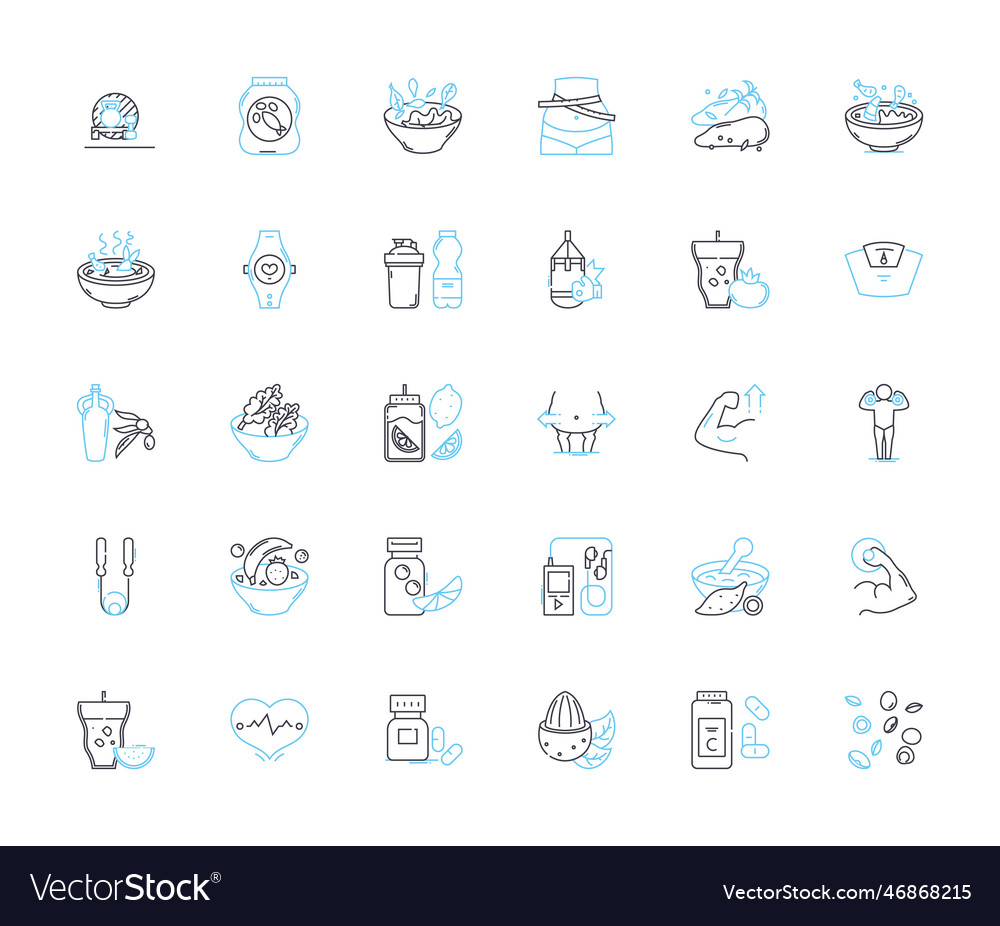 Nutrient-rich diet linear icons set nutrition Vector Image