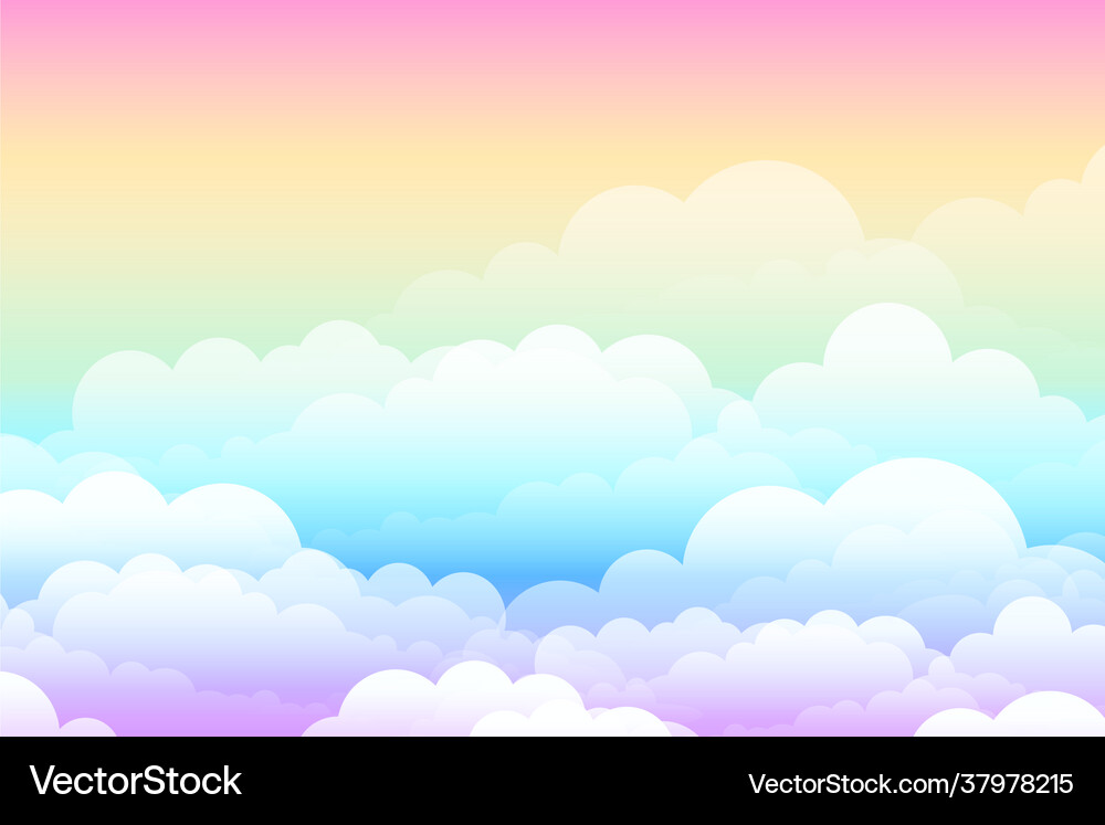 Rainbow dreamy cloud fantasy background Royalty Free Vector
