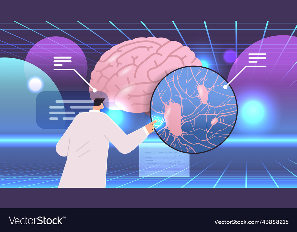 Scientist showing detailed explanation anatomical Vector Image