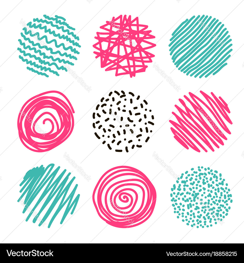 Set of hand-drawn circles elements for design Vector Image