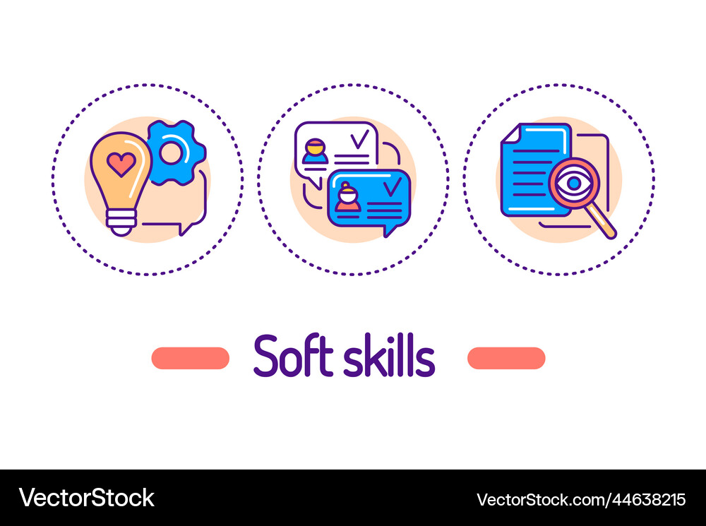 Soft skills outline concept human abilities line Vector Image