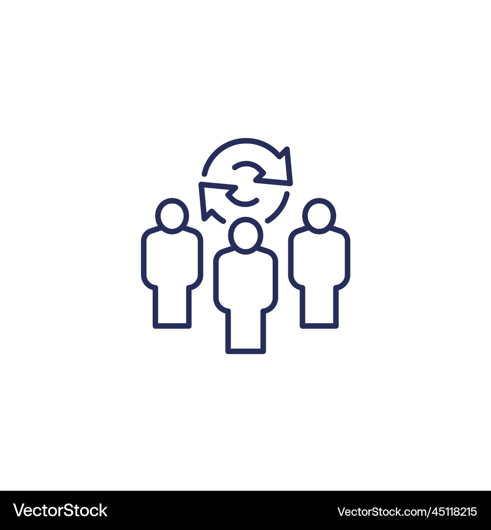 Staff rotation line icon on white Royalty Free Vector Image