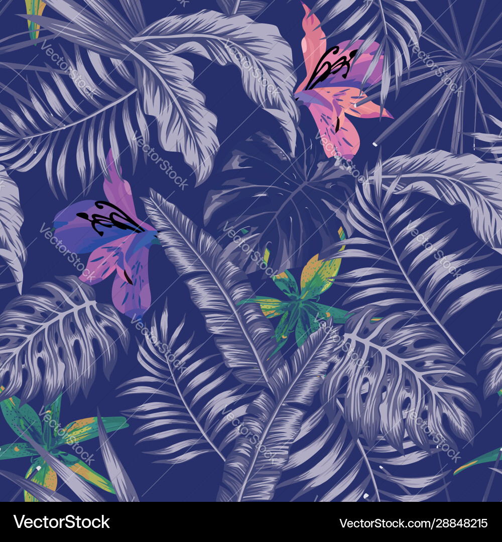 Trendy blue style tropical Royalty Free Vector Image
