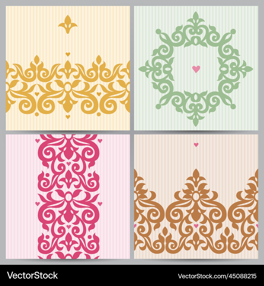 Vintage frame and seamless borders in victorian Vector Image
