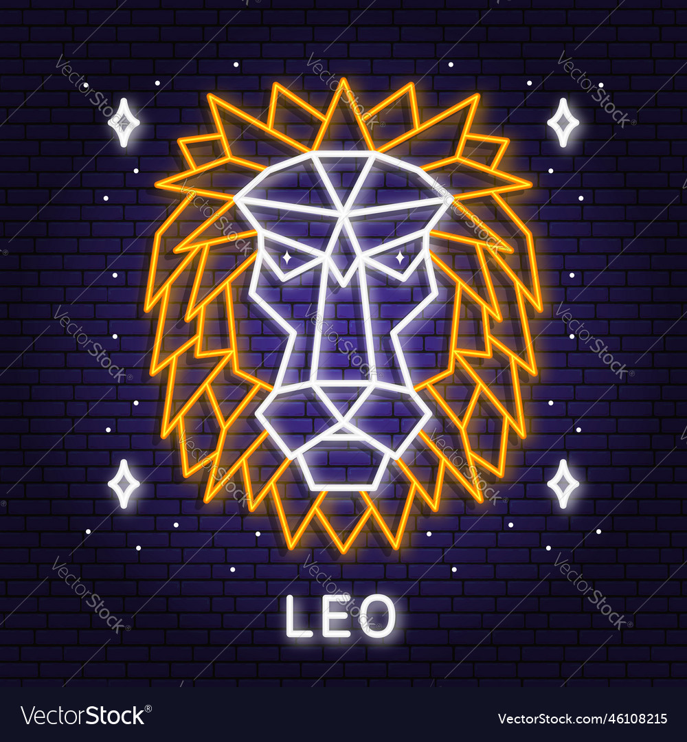 Zodiac astrology horoscope neon sign leo linear Vector Image